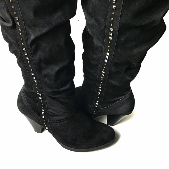 Starbright | Shoes | Vintage Starbright Black Suede Knee High Western ...